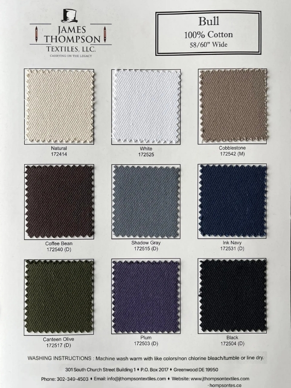 Bull Denim & Brushed Bull Denim Collection | James Thompson Textiles